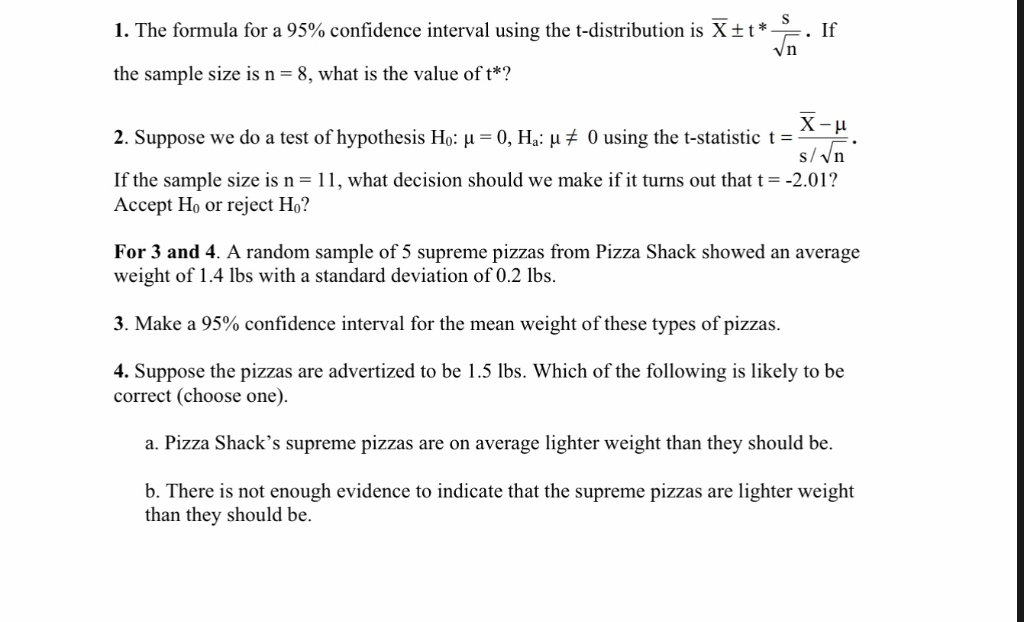 Confidence Interval Formula T Test