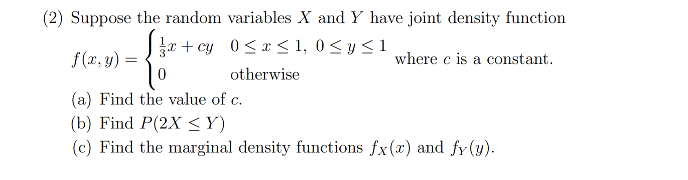 Suppose the random variables X and Y have joint | Chegg.com