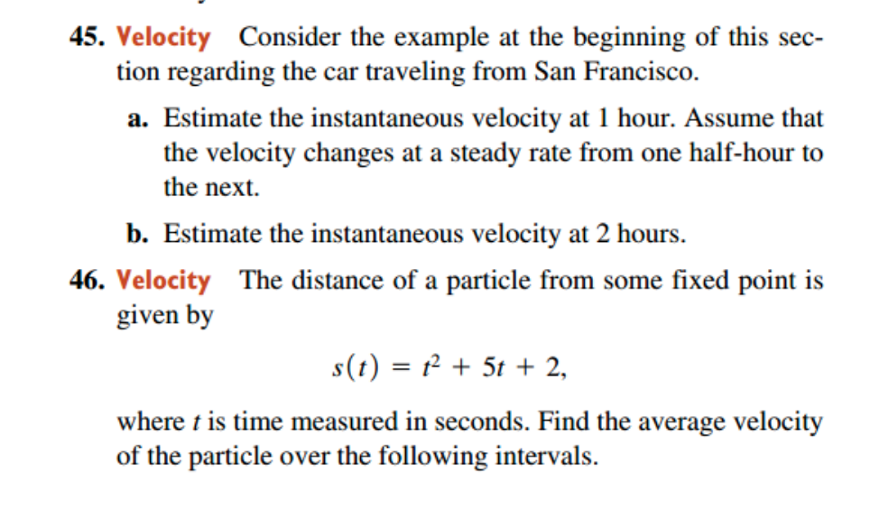 45. Velocity Consider the example at the beginning of | Chegg.com