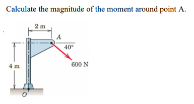 Solved Calculate the magnitude of the moment around point A. | Chegg.com