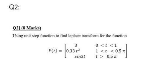 Solved Q2: 021 (8 Marks) Using unit step function to find | Chegg.com