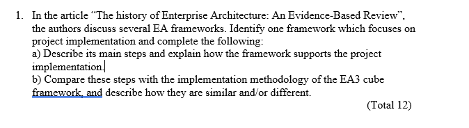Solved In the article “The history of Enterprise | Chegg.com
