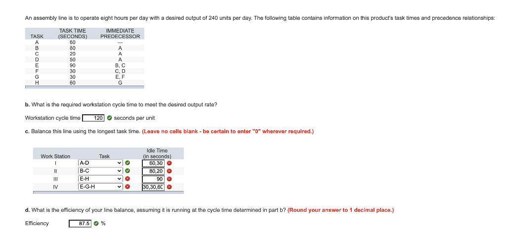 Solved An assembly line is to operate eight hours per day | Chegg.com