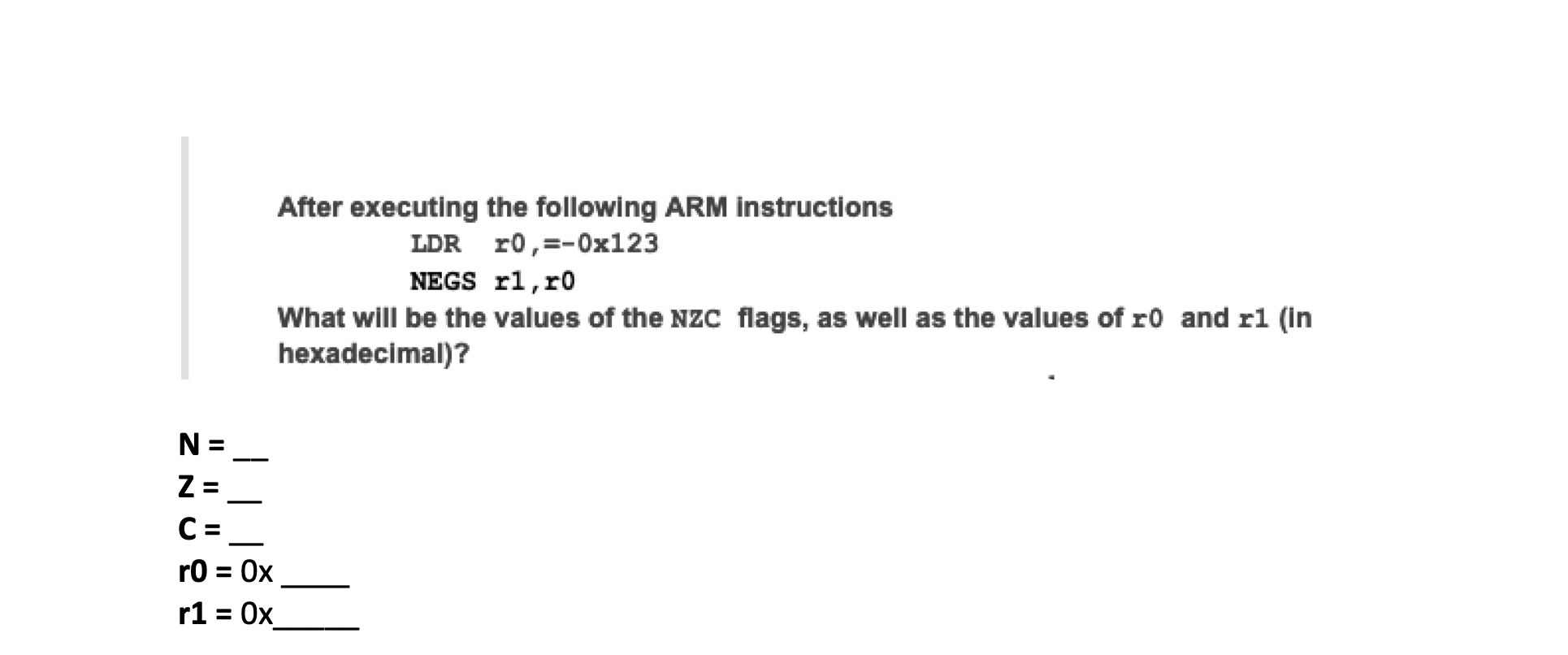 Solved After executing the following ARM instructions LDR | Chegg.com