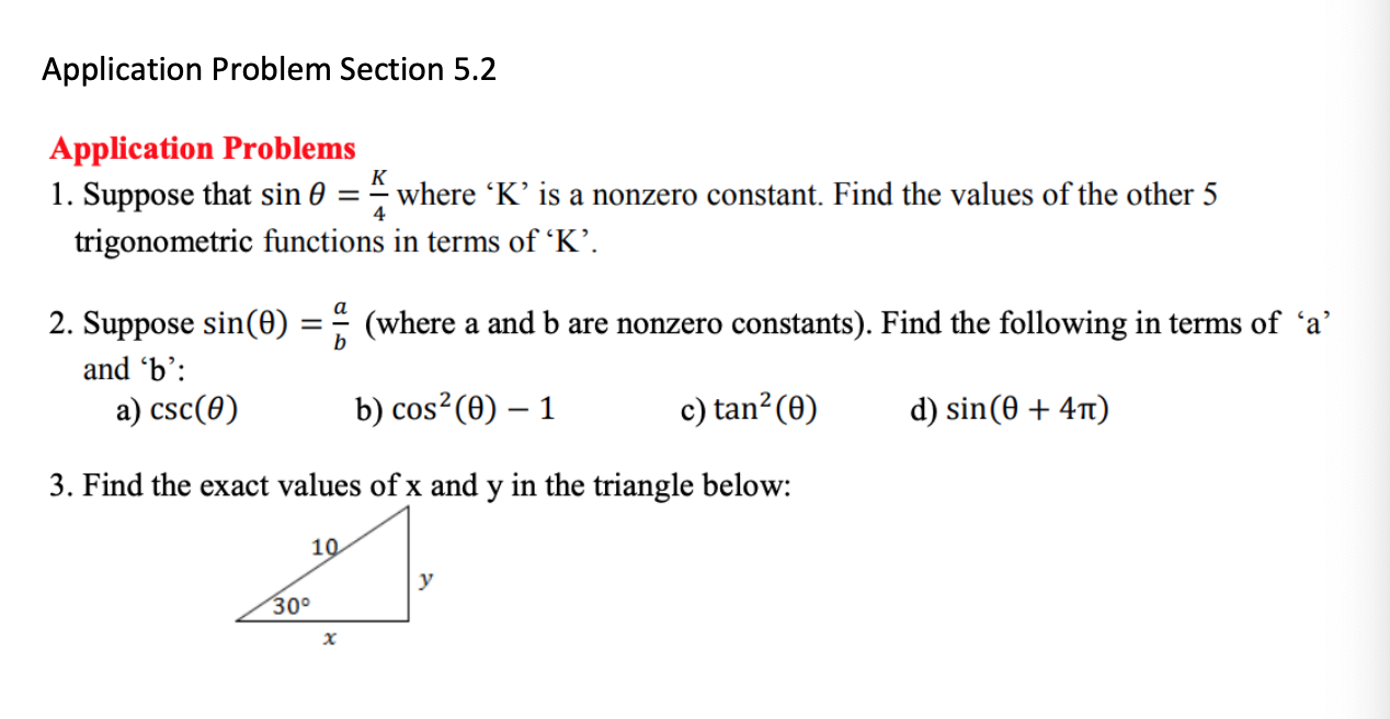 Solved Application Problem Section 5 2 K Application
