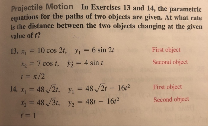 Solved Projectile Motion In Exercises 13 and 14, the | Chegg.com