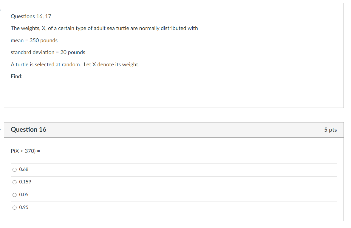 Solved Questions 16,17 The weights, X, of a certain type of | Chegg.com