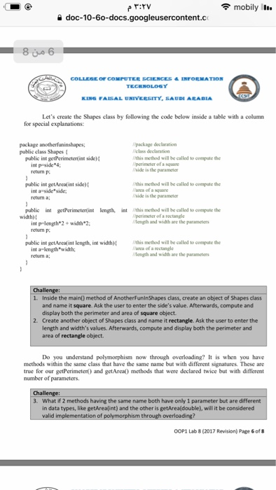 Solved 令mobily 11. a doc-10-6o-docs.googleusercontent.c OOP1 | Chegg.com