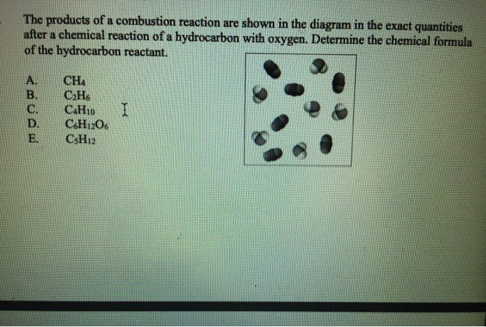 Solved The products of a combustion reaction are shown in | Chegg.com