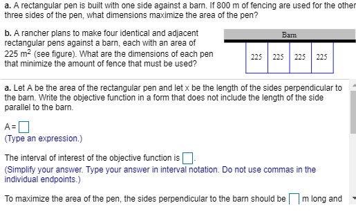 Solved a. A rectangular pen is built with one side against a | Chegg.com