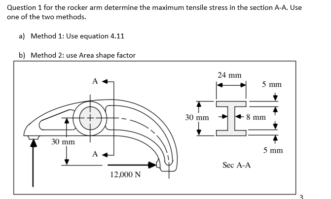 Solved Question 1 for the rocker arm determine the maximum | Chegg.com
