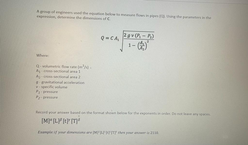Solved A group of engineers used the equation below to | Chegg.com