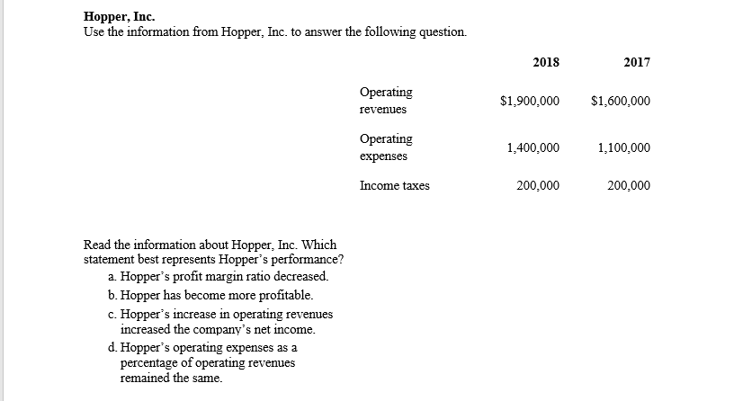 Solved Hopper, Inc. Use the information from Hopper, Inc. to | Chegg.com