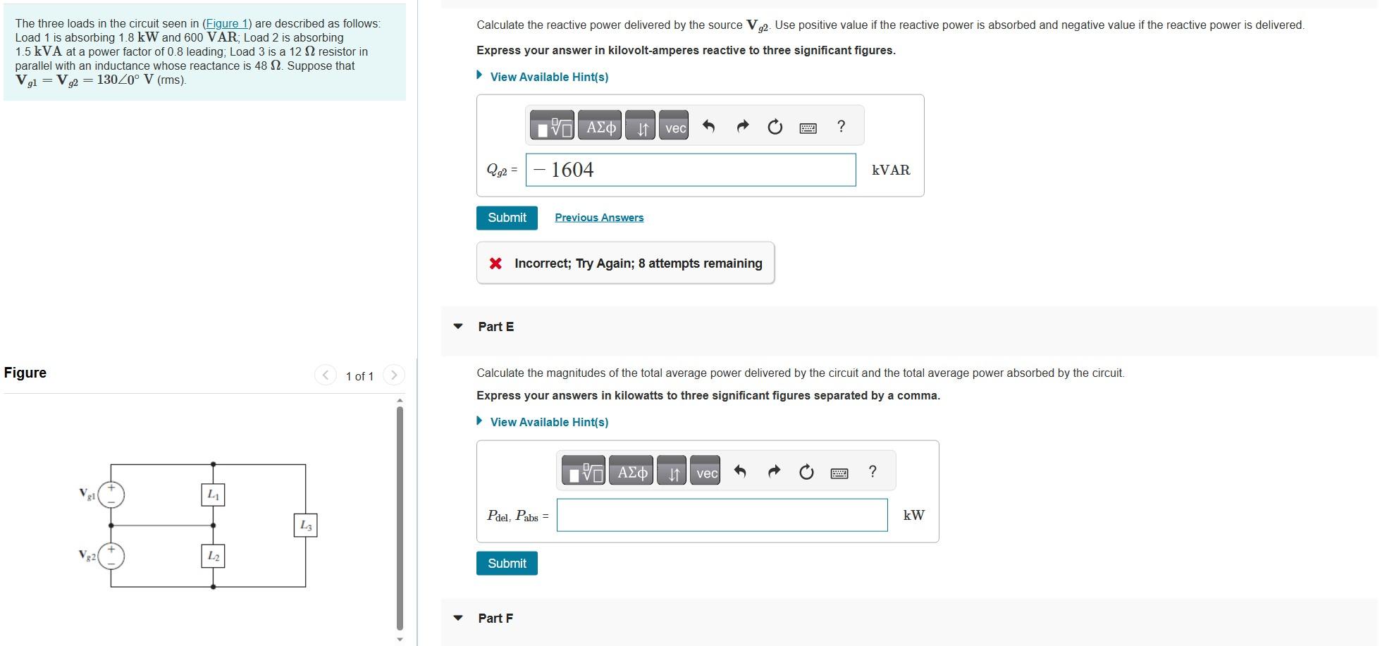 Solved The three loads in the circuit seen in (Figure 1) are | Chegg.com