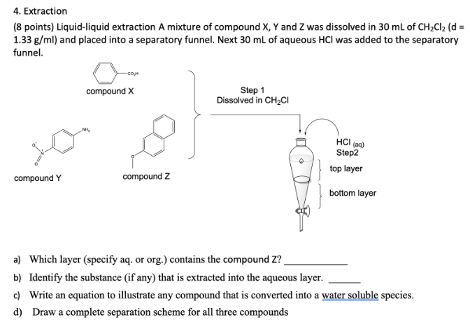 Solved 4. Extraction (8 points) Liquid-liquid extraction A | Chegg.com