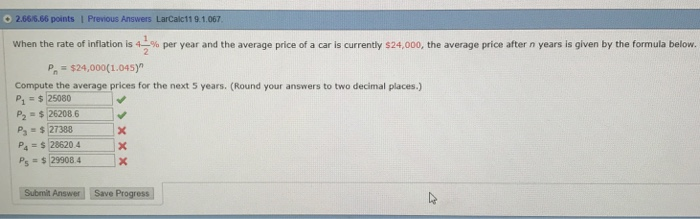 Solved 2.66/6.66 points I Previous Answers LarCalc11 9.1.067 | Chegg.com