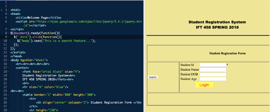 Solved Consider The Attached Registration Form Use Usin