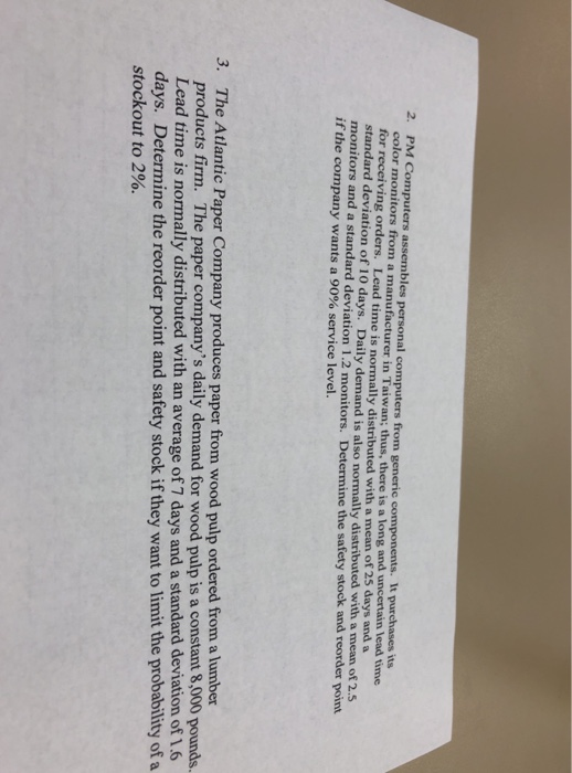 Solved PM Computers assembles personal computers from | Chegg.com