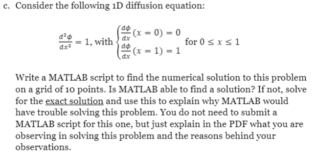 Solved c. Consider the following 1D diffusion equation: dao | Chegg.com
