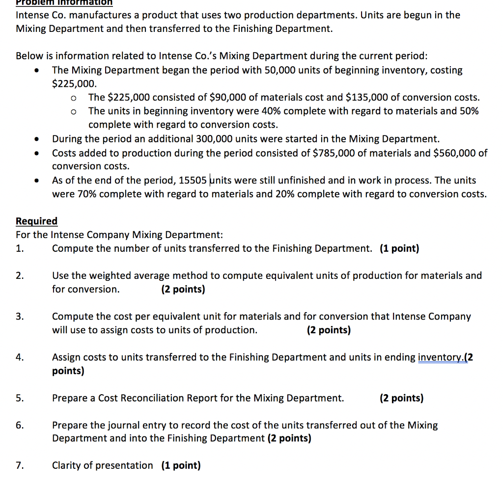 Solved Problem Information Intense Co. manufactures a | Chegg.com