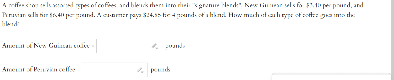 Solved A coffee shop sells assorted types of coffees, and | Chegg.com