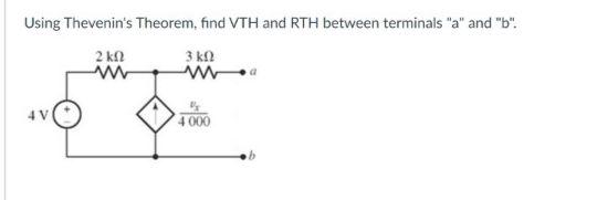 Solved Using Thevenin's Theorem, find VTH and RTH between | Chegg.com