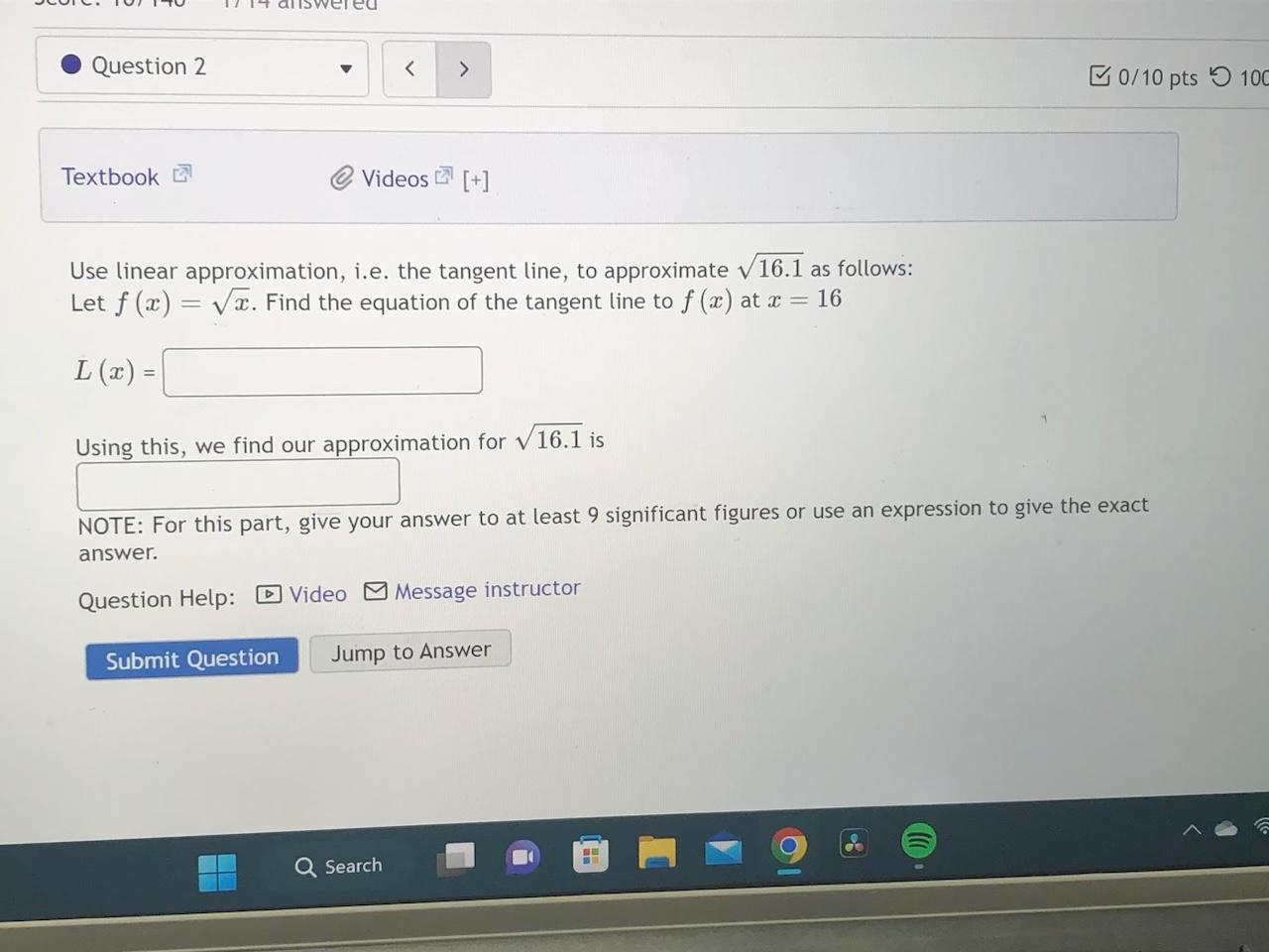 Solved Use linear approximation, i.e. the tangent line, to | Chegg.com