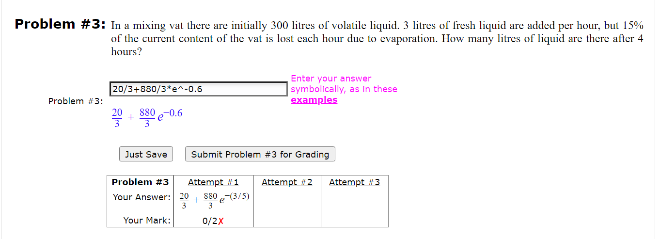 Solved blem \#3: In a mixing vat there are initially 300 | Chegg.com