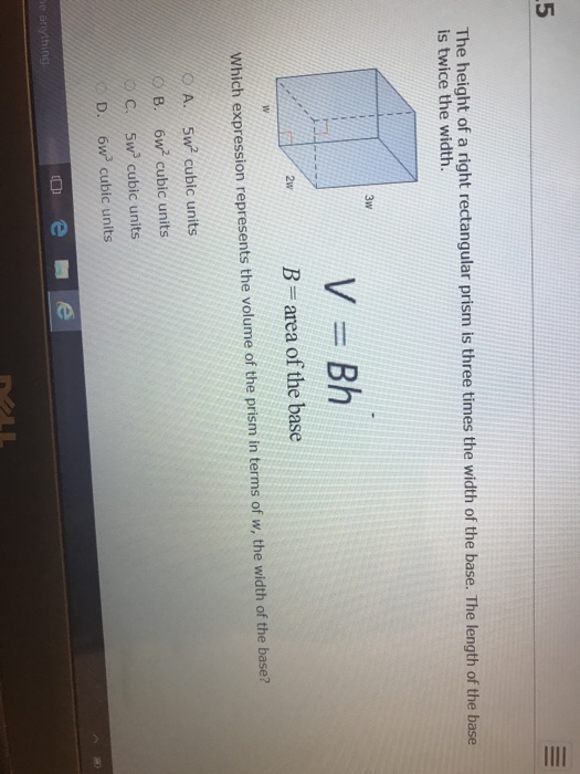Solved The height of a right rectangular prism is three | Chegg.com