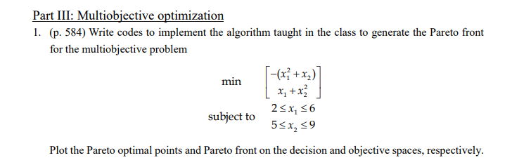 Solved Part III: Multiobjective optimization 1. (p. 584) | Chegg.com