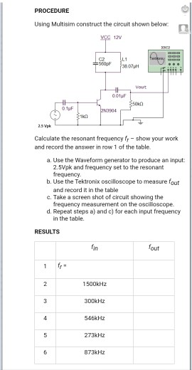 Solved PROCEDURE Using Multisim construct the circuit shown | Chegg.com
