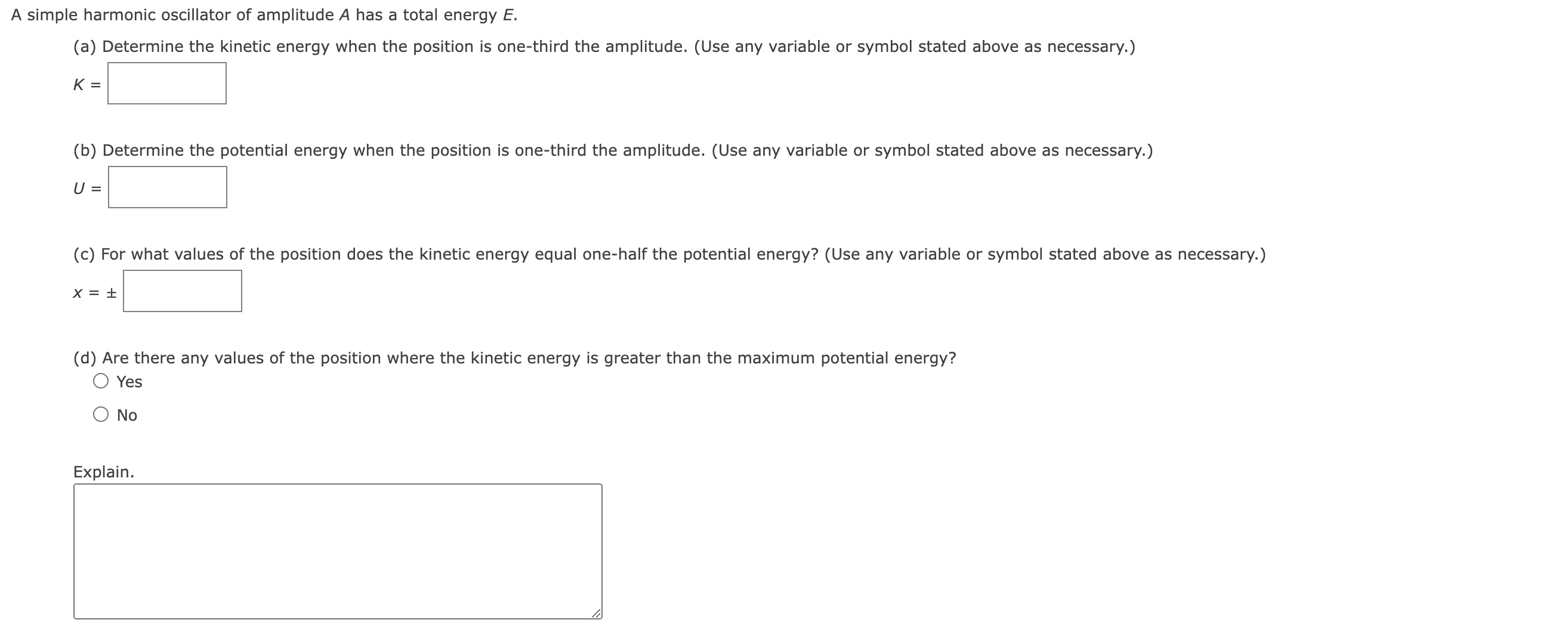 Solved A simple harmonic oscillator of amplitude A has a | Chegg.com
