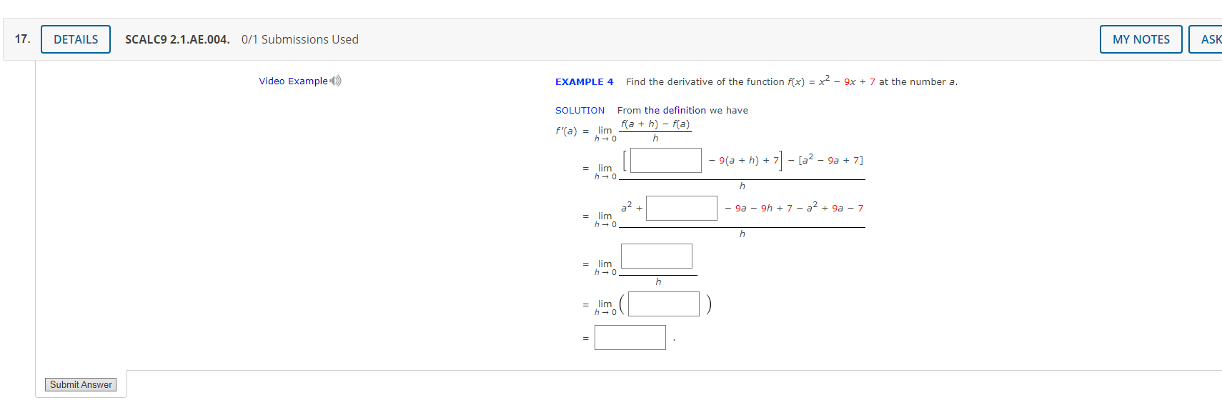 Solved 17. DETAILS SCALC9 2.1. AE.004. 0/1 Submissions Used | Chegg.com