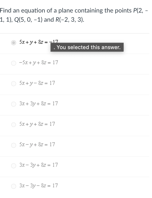 Solved Find an equation of a plane containing the points | Chegg.com