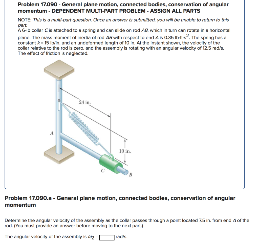 Solved Problem 17.090 - General plane motion, connected | Chegg.com