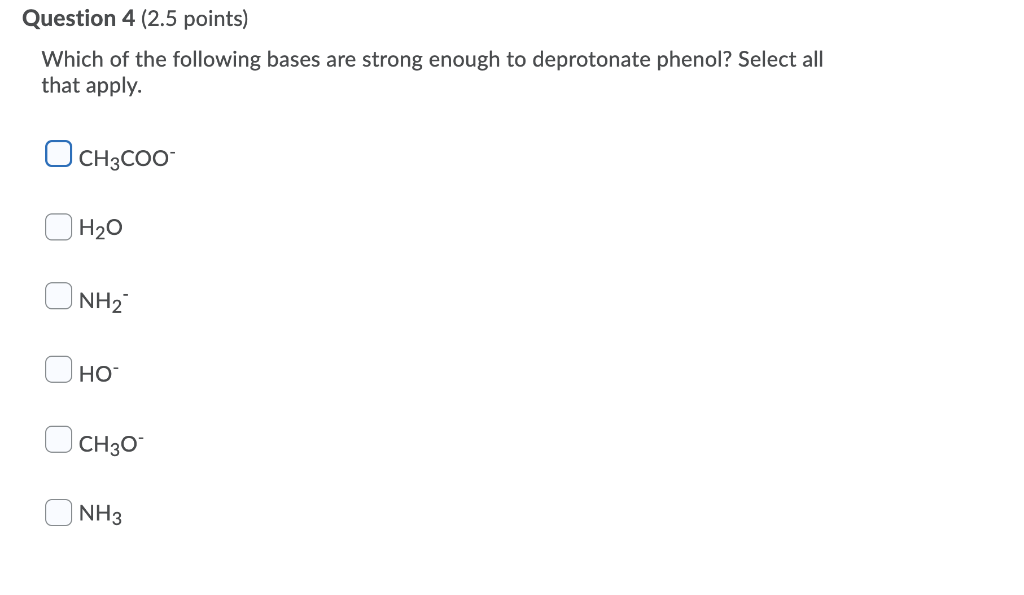Solved Question 1 (2.5 points) Rank these acids from weakest | Chegg.com