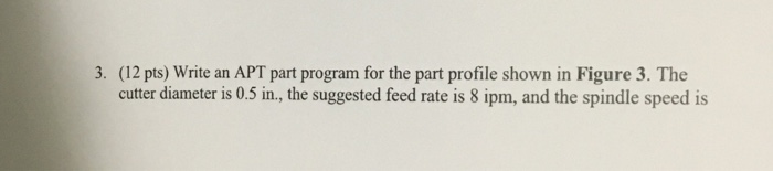 Solved 3. (12 pts) Write an APT part program for the part | Chegg.com