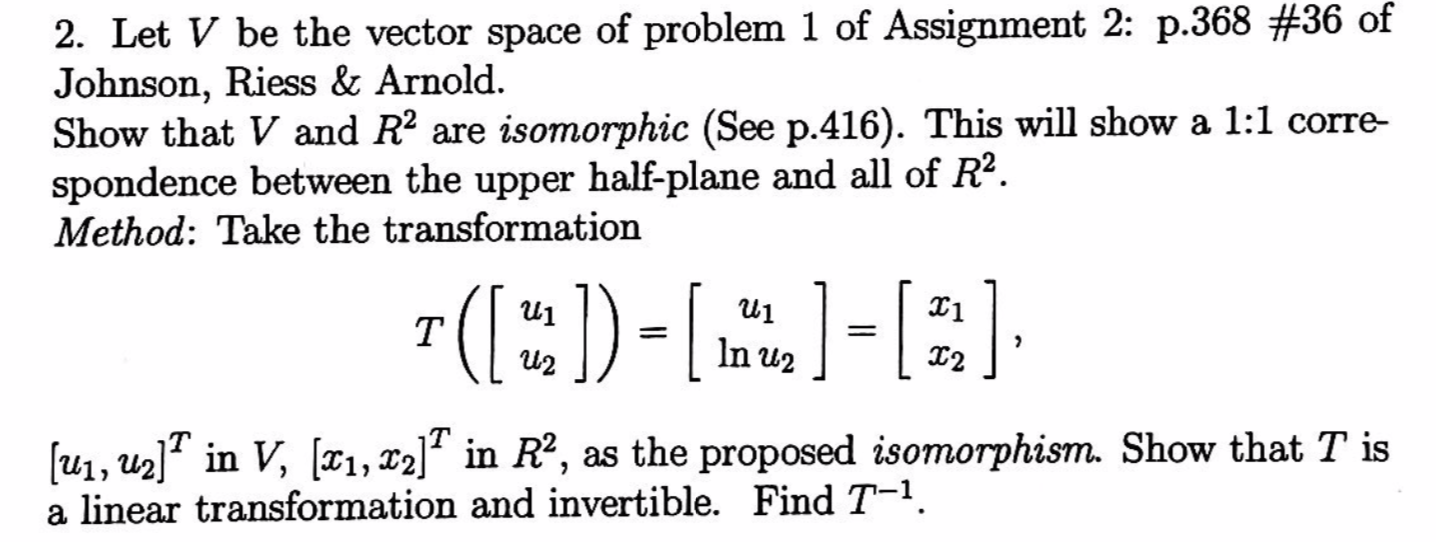 Solved 2. Let V be the vector space of problem 1 of | Chegg.com