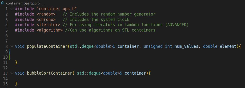 Solved C++ question: Can only add code to container_ops.cpp | Chegg.com