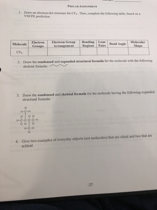 Solved PRELAB ASSIGNMENT 1. Draw an electron-dot structure | Chegg.com