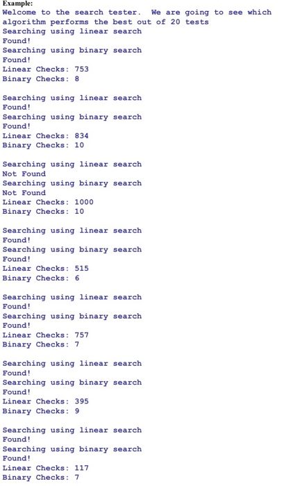Solved Linear Search Vs Binary Search Objective: Implement | Chegg.com