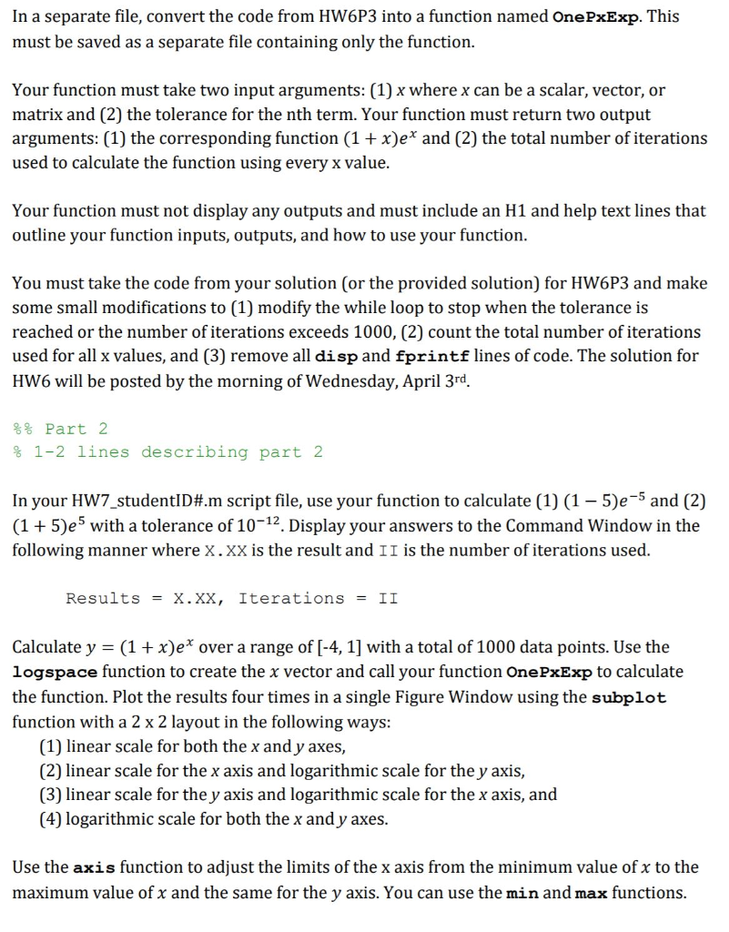 Solved In a separate file, convert the code from HW6P3 into | Chegg.com