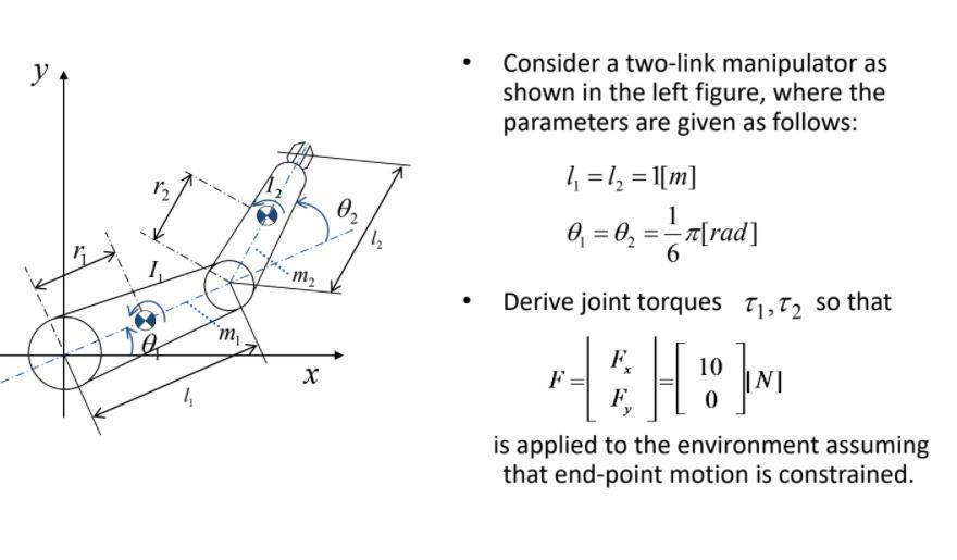 Solved у Consider a two-link manipulator as shown in the | Chegg.com