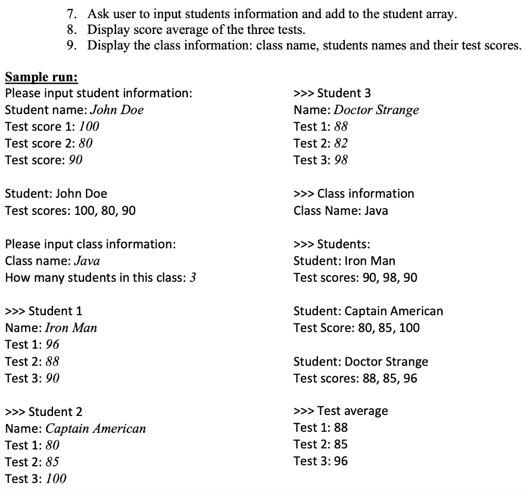 Solved Define two classes: Student: - name: student name, | Chegg.com