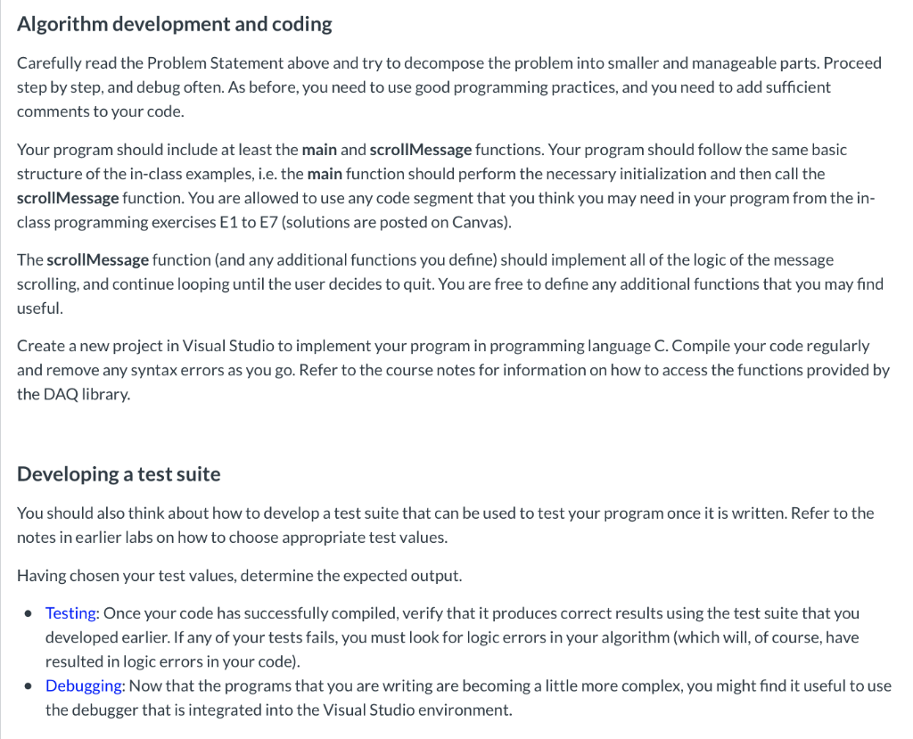 Lab #8 (Option 1): Implementing a Scrolling Display | Chegg.com