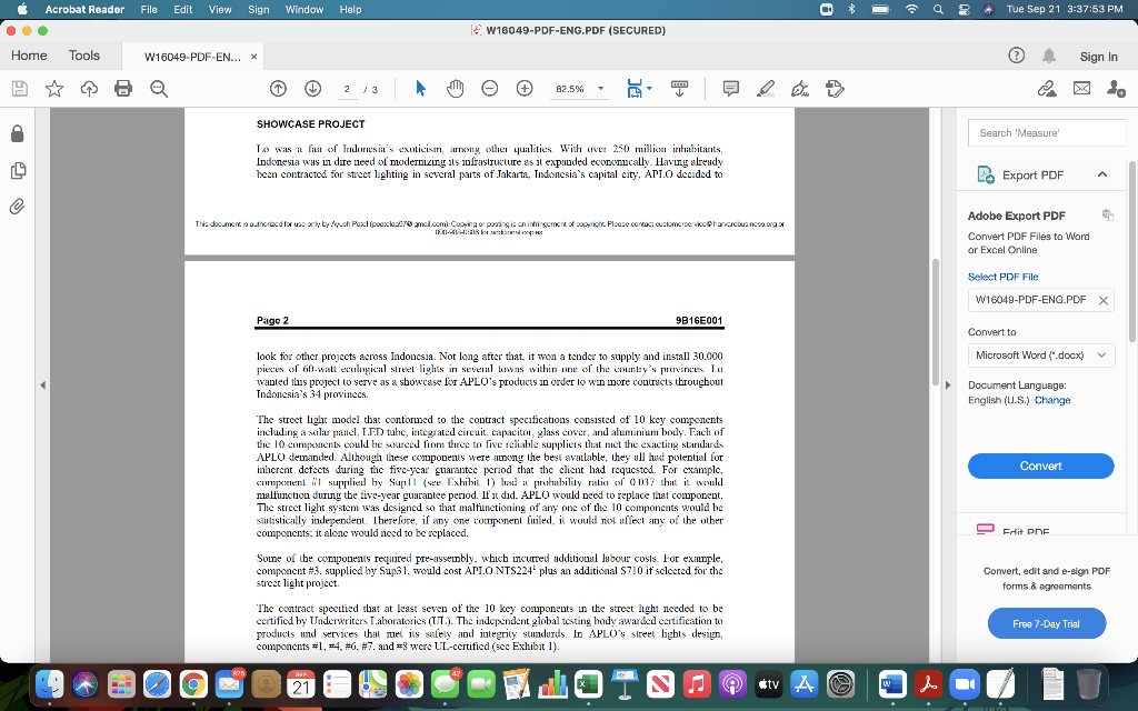 Acrobat Reader File Edit View Sign Window Help Tue | Chegg.com