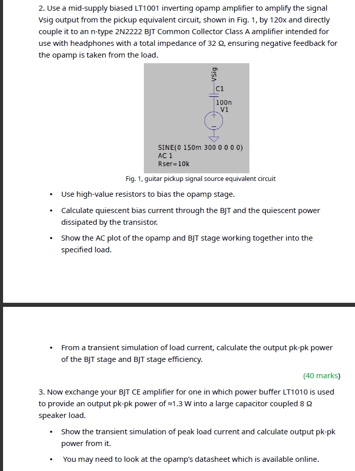 Solved 2. Use a mid-supply biased LT1001 inverting opamp | Chegg.com