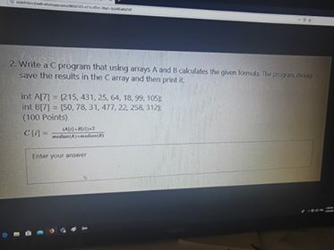 Solved 2. Write a C program that using arrays A and B | Chegg.com