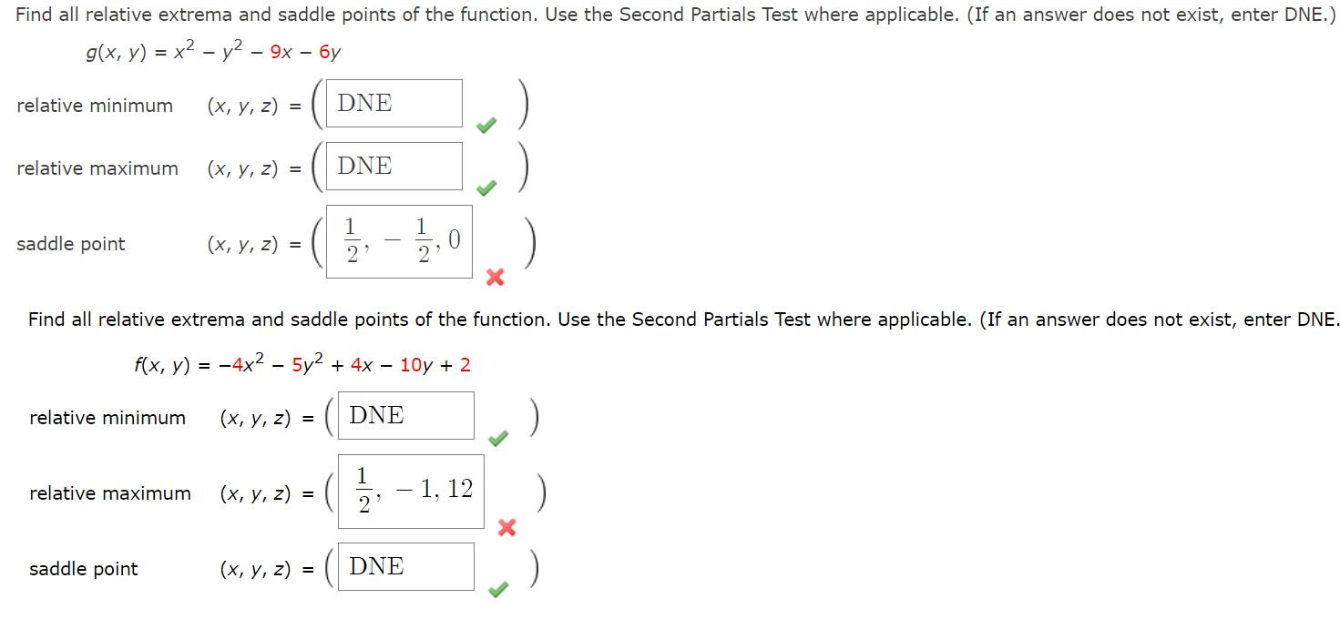 Solved Find all relative extrema and saddle points of the | Chegg.com