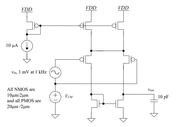 2) PMOS diff amp: For the PMOS differential amplifier | Chegg.com